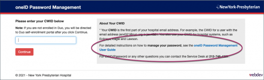 CWID Account and Password Assistance | CUIMC Information Technology
